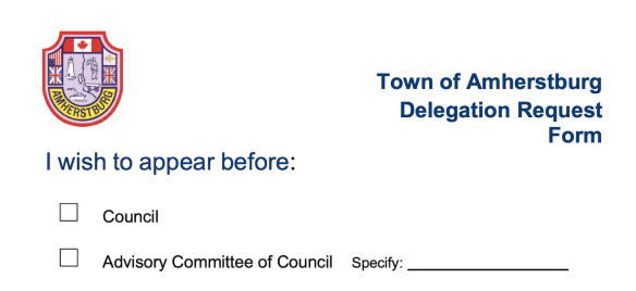 Delegate Request Form Amherstburg/Whitby | the burg watch